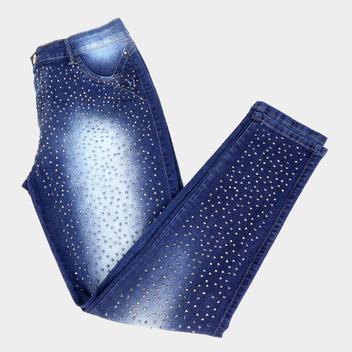 Calças Jeans Skinny Xtra Charmy Plus Size Shine Com Aplicações Feminina ...