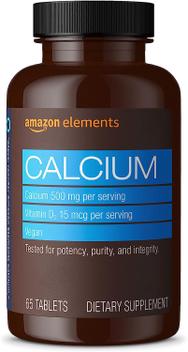 Cálcio Plus 500mg e Vitamina D2 65 tab, Amazon Elements - Cálcio ...