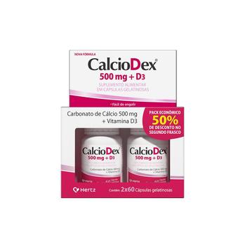 CalcioDex 500 mg + D3 120 Cápsulas Pack 2 Frascos - Hertz - Vitaminas A ...