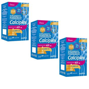Calciplex 2.000UI D3 + K2 Com 3 Caixas 60 Comprimidos Cada - ECOFITUS ...