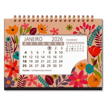 Calendário de mesa Floral Kraft 2026 - Fina Ideia - Calendário ...