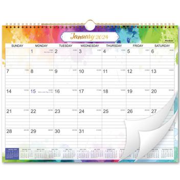 Calendário de parede MaaiBok 2024 mensal, encadernação de fio duplo de ...