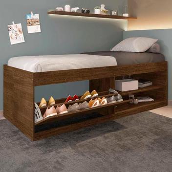 Cama Bau Solteiro Com Sapateira Embutida Malbec Vanessa Framar - Cama ...