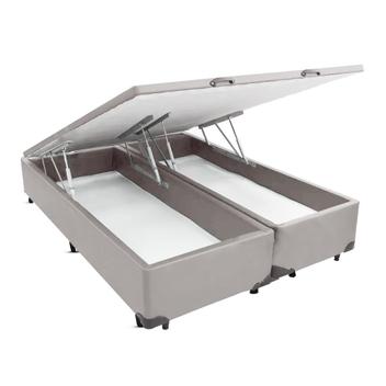 Cama Box Baú Camurça Cinza Cosmopolita Bipartido QUEEN SIZE - 158x198 ...