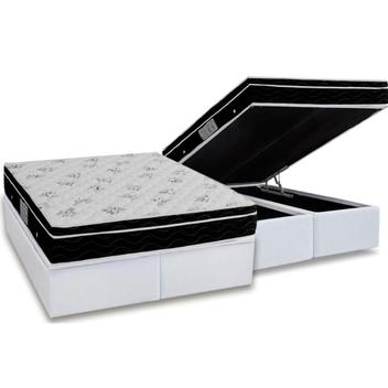 Cama Box Baú Queen: Colchão Molas Ortobom Nanolastic Physical + Base ...
