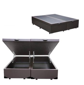 Cama Box Casal com Baú Bipartido Sintético, RC - Real Comfort Estofados ...