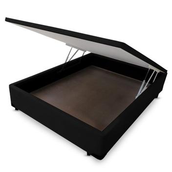 Cama Box CASAL Cosmopolita Baú Pistão Camurça Preto - 138x188 - MGA ...