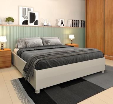 Cama Box Casal Queen Mônaco - Tcil Móveis - Off White - Cama Box Casal ...