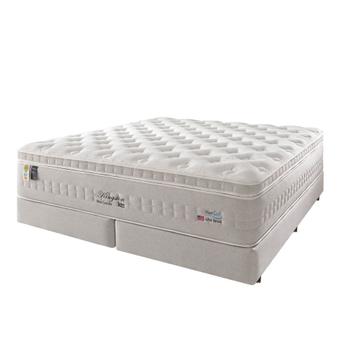 Cama Box King Branco + Colchão Molas Ensacadas Látex Visco Gel Kingston ...