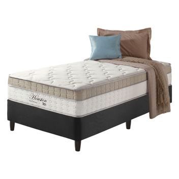 Cama Box Solteiro King Preto + Colchão Molas Ensacadas Houston Pillow ...