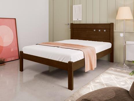 Cama casal convencional tradicional 100% mdf estrado madeira paola ...