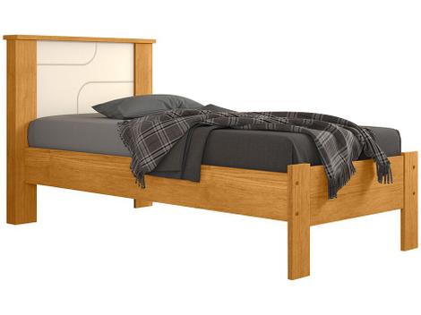 Cama de Solteiro Conquista Móveis Pérola Cinamomo e Off-White - Cama de ...
