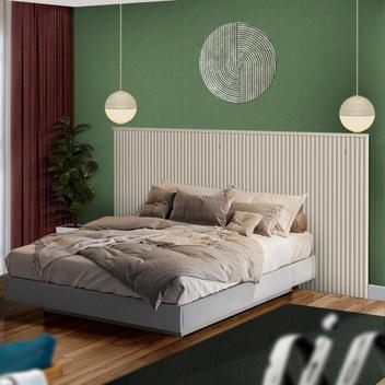 Cama Queen Flutuante Com Cabeceira Ripada 2.41m Cosmo Shop Jm Titanio ...