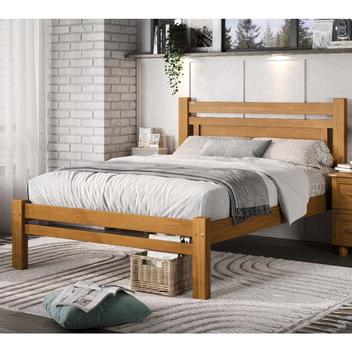 Cama Roma Casal 199 cm x 145 cm em Madeira Pinus Carvalho Acetinado - Tozzeto - Bicama ...