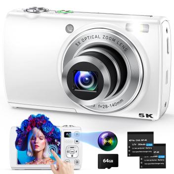 Câmera Digital LOUM 5K 64MP - Zoom Ótico 5x - Modelo 2024 (Branca ...