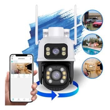 Câmera externa wi-fi giratória 360 Segurança Lente Dupla Alarme ...