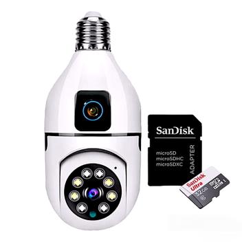 Câmera Ip 360 Dupla Wi-fi 1080 Hd Direto No Bocal + Cartão - JORTAN ...