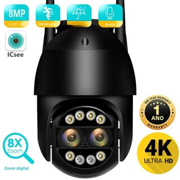 Câmera IP 4K PTZ 8MP com Zoom Ótico 8x - Detecção Humana - Wi-Fi ...