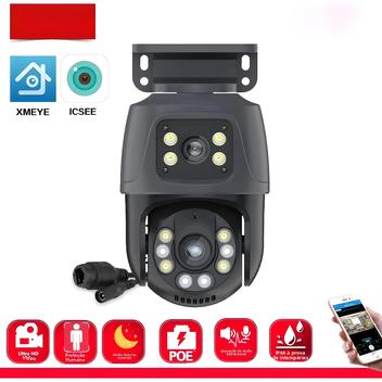 Câmera IP POE De Lente Dupla 4K 8MP PTZ Smart Home 360 graus CCTV De ...