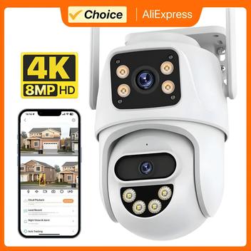 Câmera IP WiFi 4K PTZ com Lente Dupla - 8MP HD, Detecção Humana por IA ...