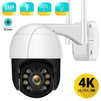 Câmera IP WiFi Externa 4K 8MP HD Sem Fio PTZ Vigilância AI Tracking H.265 Onvif ICsee - BESDER ...