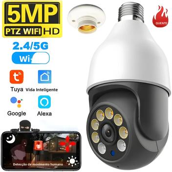 Câmera Lâmpada WiFi À Prova D'água Dual-Band 5MP 5G Tuya E27 Visão ...