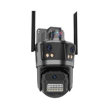 Câmera PTZ WiFi 6K 3 Lentes Três Telas AI Detecção Humana Câmera IP À ...