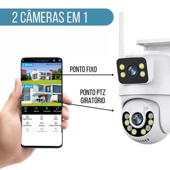 Câmera Segurança Dupla Lente Wifi IP 2x 3MP Visão Noturna Uso Externo ...