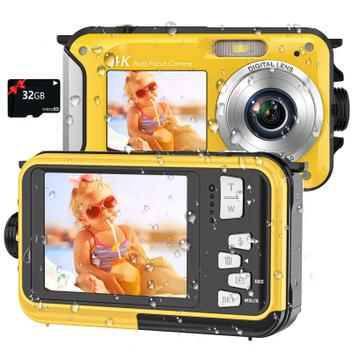 Câmera Subaquática YISENCE 4K 48MP à Prova D'Água (11 Pés) com Cartão ...