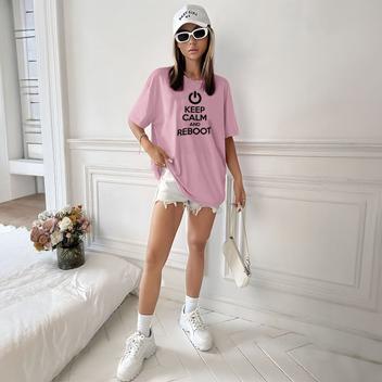 Camisa Camiseta Feminina Estampada Keep Calm And Reboot 100% Algodão ...