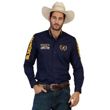 Camisa Country Masculina Original Docks Competição Azul Ref: 008.03455. ...