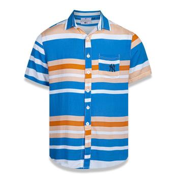 Camisa manga curta mlb new york yankees color stripe full / azul/branco ...