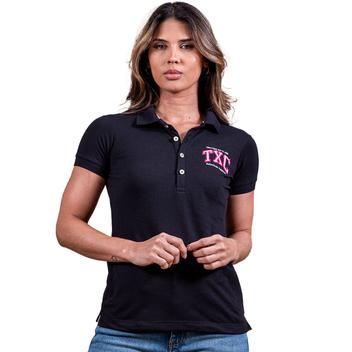 Camisa Polo Feminina Custom Preta TXC Original Lançamento - Camisa Polo ...