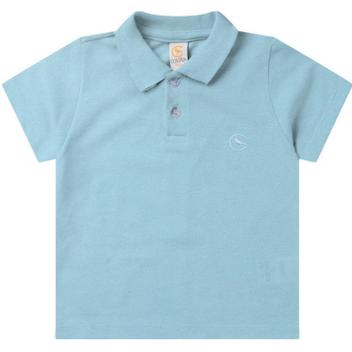 Camisa polo infantil masculina premium malha piquet com bordado - azul ...