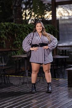 Camisa xadrez plus size feminina longa kimono alongado festa junina ...