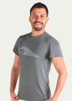 Camiseta em Poliamida Antiodor UV 50 Pionieri Tracejado Dark Gray ...