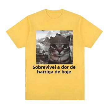 Camiseta Feminina Oversized Engraçada - Meme Gato "Sobrevivi à Dor de ...