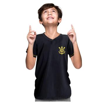Camiseta Infantil Corinthians Premium Preta Oficial - Revedor - Camisa ...