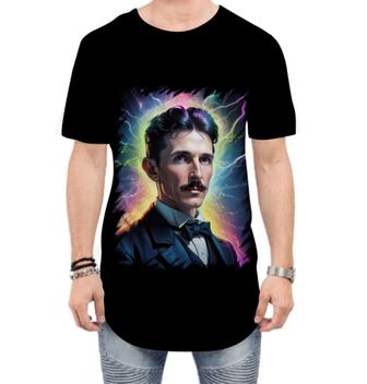 Camiseta Longline Nikola Tesla Físico Inventor Eletrecidade 5 ...
