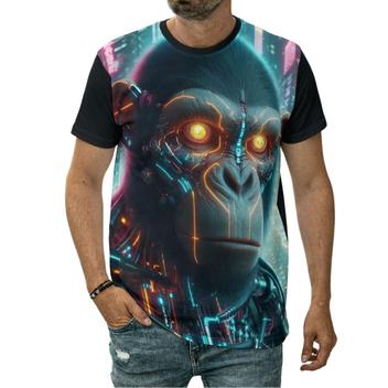 Camiseta Macaco Robô Exterminador Em Cenário Futurista Arte - Darkwood - Camiseta Infantil ...