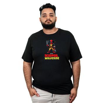 Camiseta Masculina Plus Size Deadpool and Wolverine Fusion 100% algodão ...