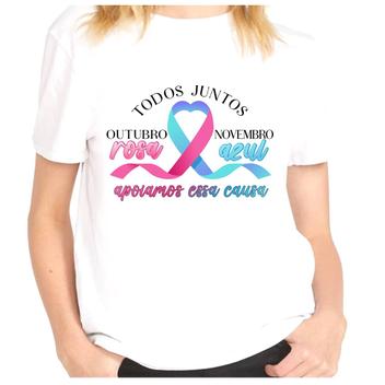 Camiseta Outubro Rosa e Novembro Azul Camisa Unissex Blusa Campanha ...
