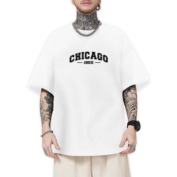 Camiseta Oversized Masculina Chicago Camisa Estilo Streetwear ...