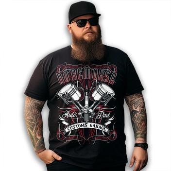 Camiseta Preta Mecânico Custom Garage Auto PartNo Remorse - Camiseta ...