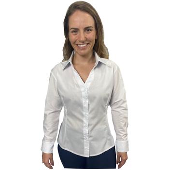 Camisete Social Feminino Acinturado Manga Longa Uniforme Administrativo ...