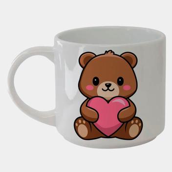 Caneca Branca Bucks de Porcelana 450ML TEDDY BEAR FOFINHO CORACAO ROSA ...