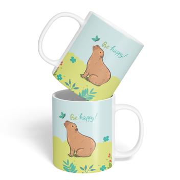 Caneca Cerâmica - Capivara - Be Happy - NANO LASER - Caneca - Magazine ...