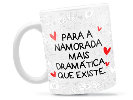 Caneca Flork Dramatica Divertida Porcelana Xícara 325ml + Caixa ...