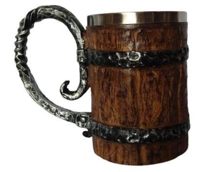 Caneca resinada barril medieval madeira rustica grande 600ml viking -ap ...