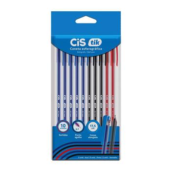 Caneta Esferográfica Cis Tik 10 un (az,pt,vm) - Caneta Esferográfica ...